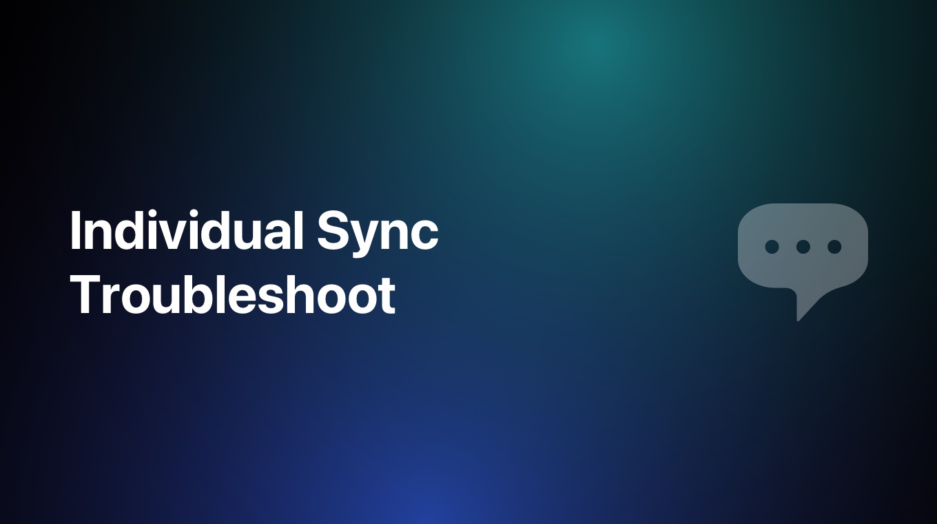 Individual Sync Troubleshooting - MoneyCoach