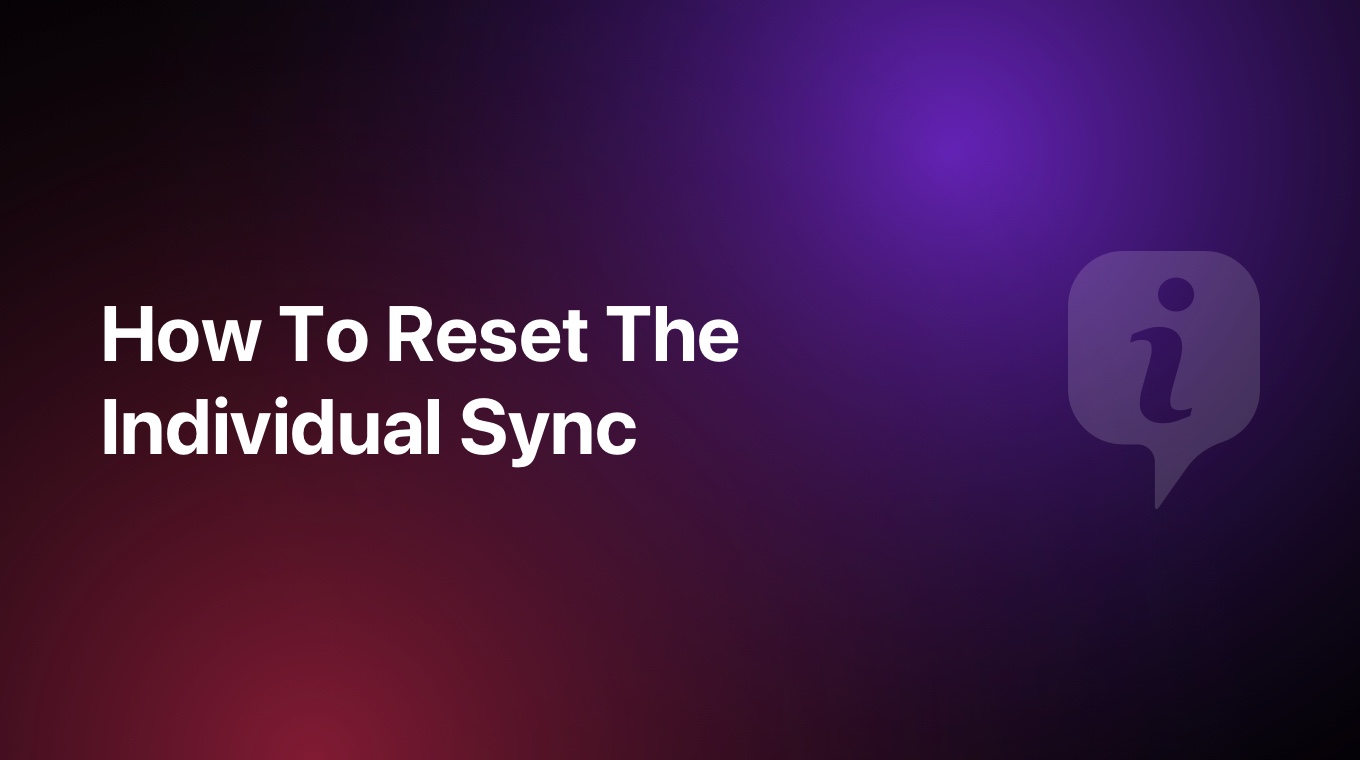 How To Reset The Individual Sync - MoneyCoach